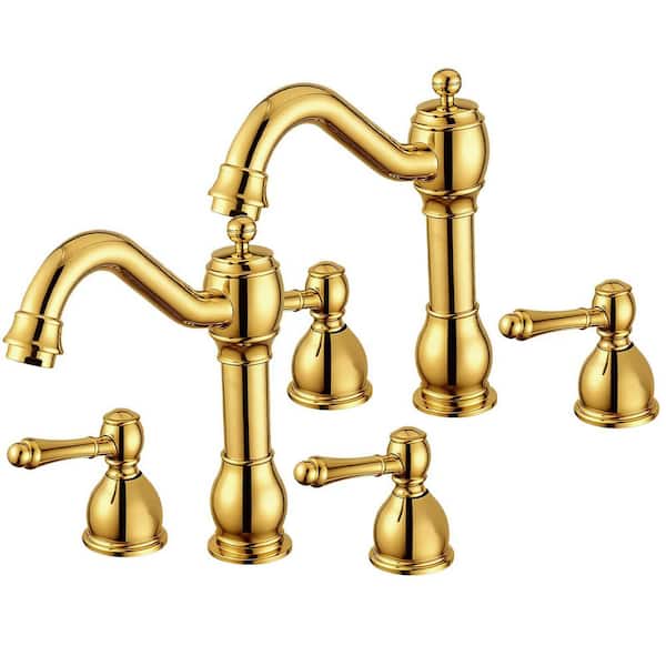 AKLFGN Double Handles 8 in. Widespread Bathroom Faucet 3-Hole Sink ...