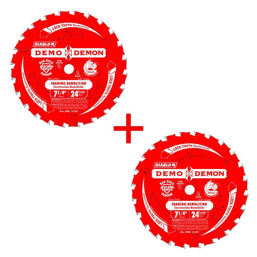 DIABLO 7-1/4 in. x 24-Tooth Demo Demon Framing/Demolition Saw Blade (2 ...