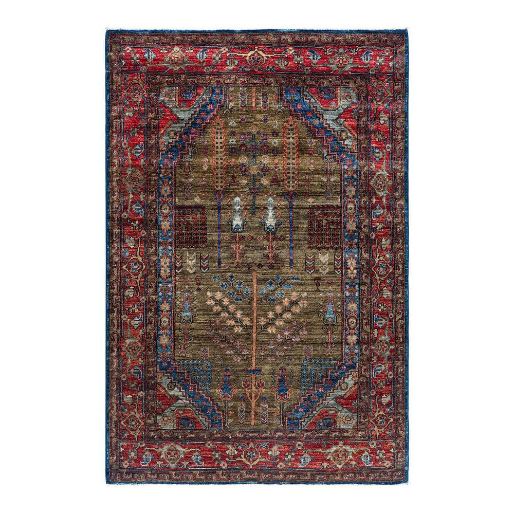 Chloe & Olivia Home Serapi Green 4 ft. x 6 ft. Tribal Wool Indoor Area ...