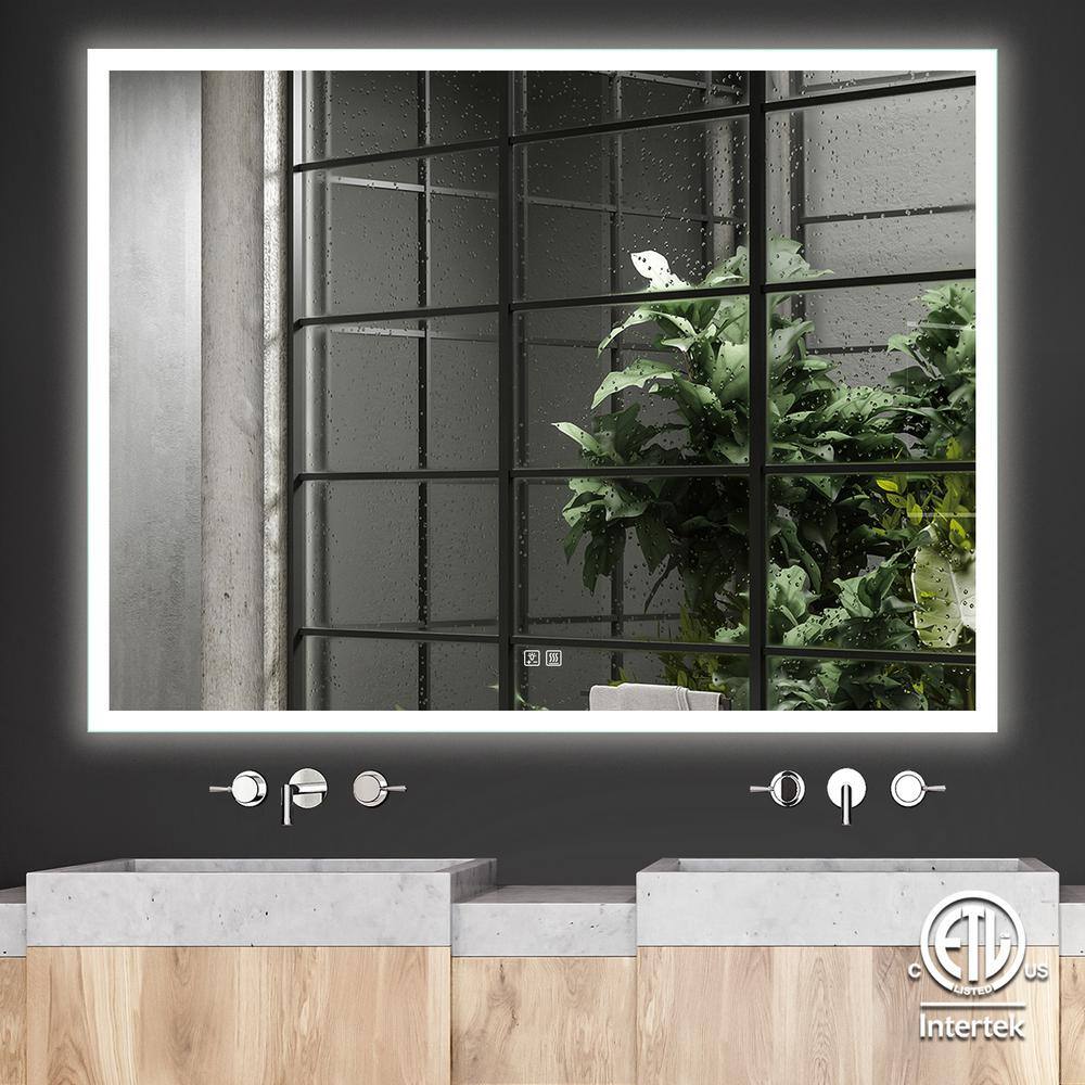 HOMLUX 48 in. W x 36 in. H Rectangular Frameless LED Light with 3-Color ...