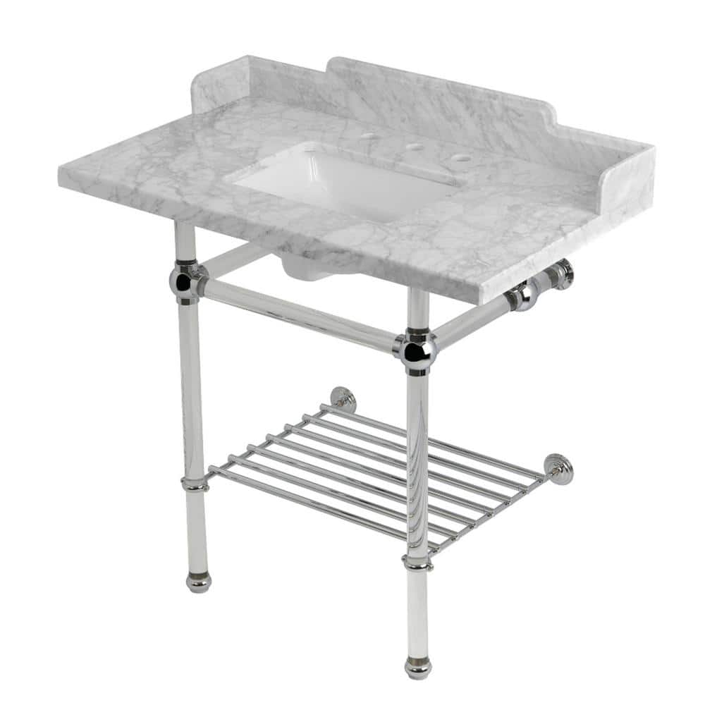 Kingston Brass Pemberton 36 in. Marble Console Sink with Acrylic Legs ...