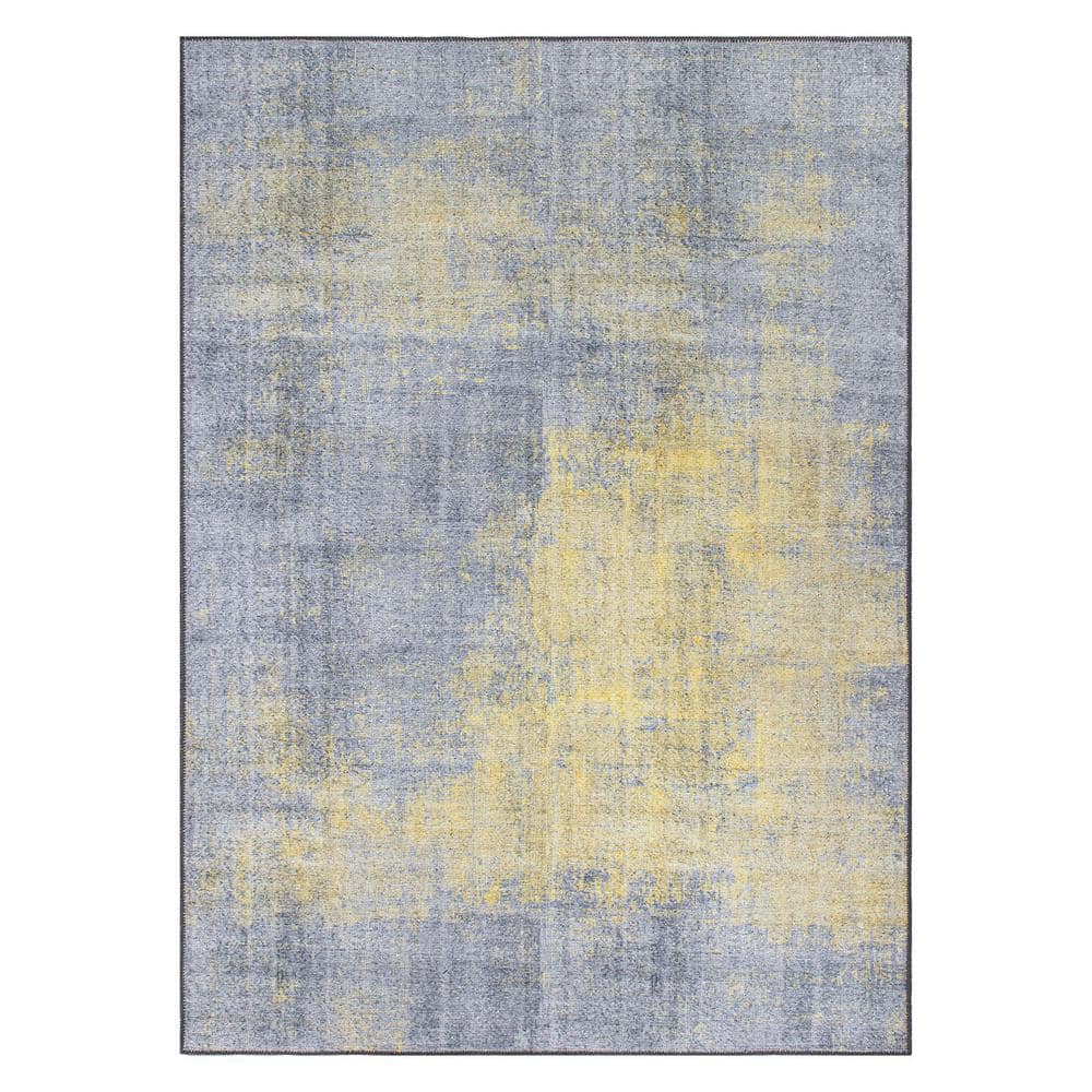 World Rug Gallery Yellow 10 ft. x 14 ft. Contemporary Abstract Machine ...