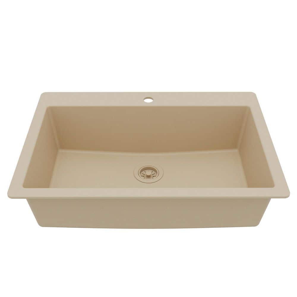 Karran QT-812 Quartz/Granite 33 in. Large Single Bowl Drop-In Kitchen ...