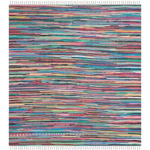 SAFAVIEH Rag Rug Gray/Multi 8 ft. x 8 ft. Square Striped Area Rug ...