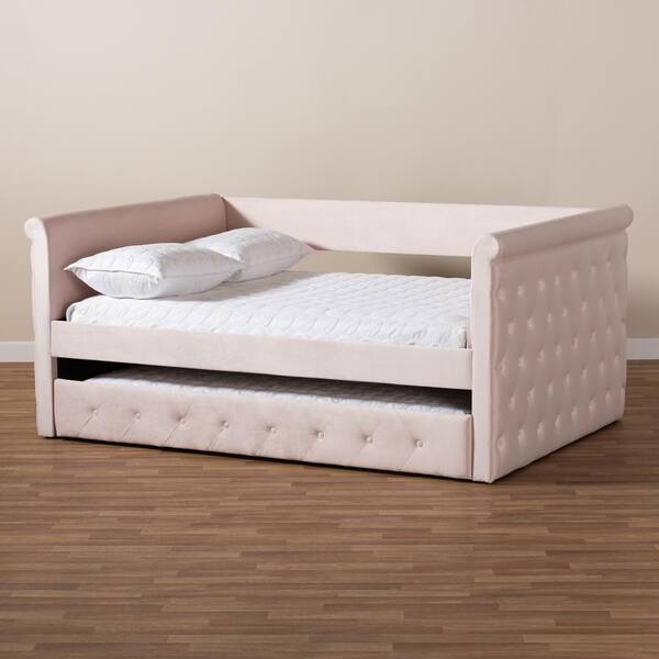 Baxton Studio Amaya Light Pink Full Trundle Daybed 155 9456 HD The Home Depot