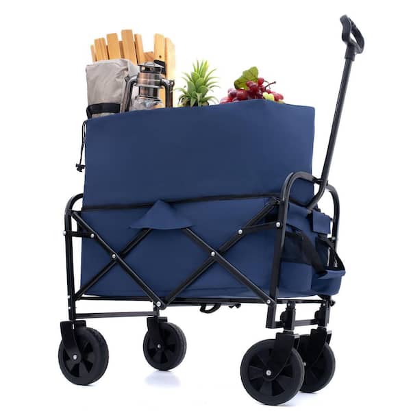 Otryad 10 cu. ft. Steel Garden Cart, 225 lbs. Extention Collapsible ...