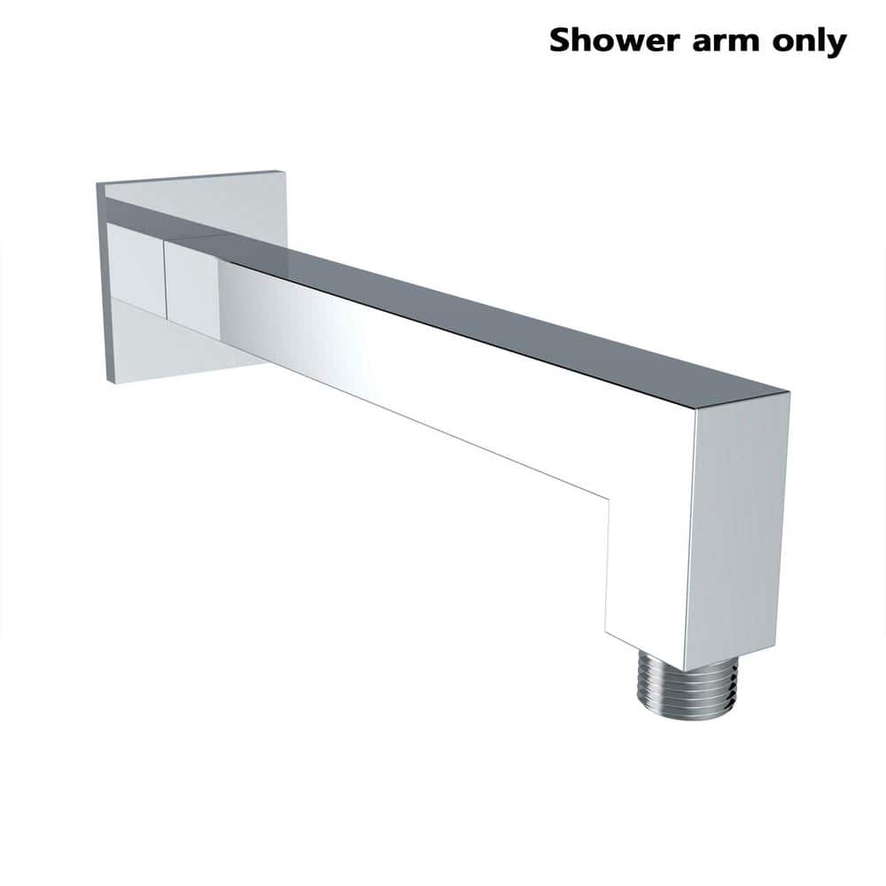 Satico 9 in. Stainless Steel Wall Mount Square Shower Arm, Chrome ...
