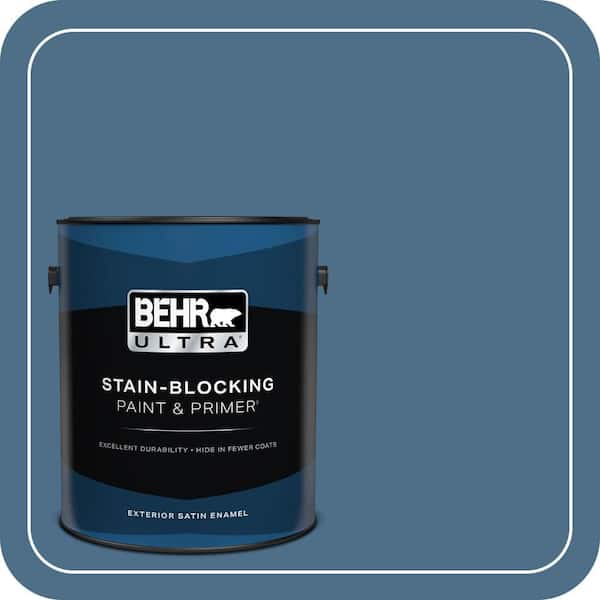 BEHR ULTRA 1 gal. #570D-6 Neptune Blue Satin Enamel Exterior Paint ...