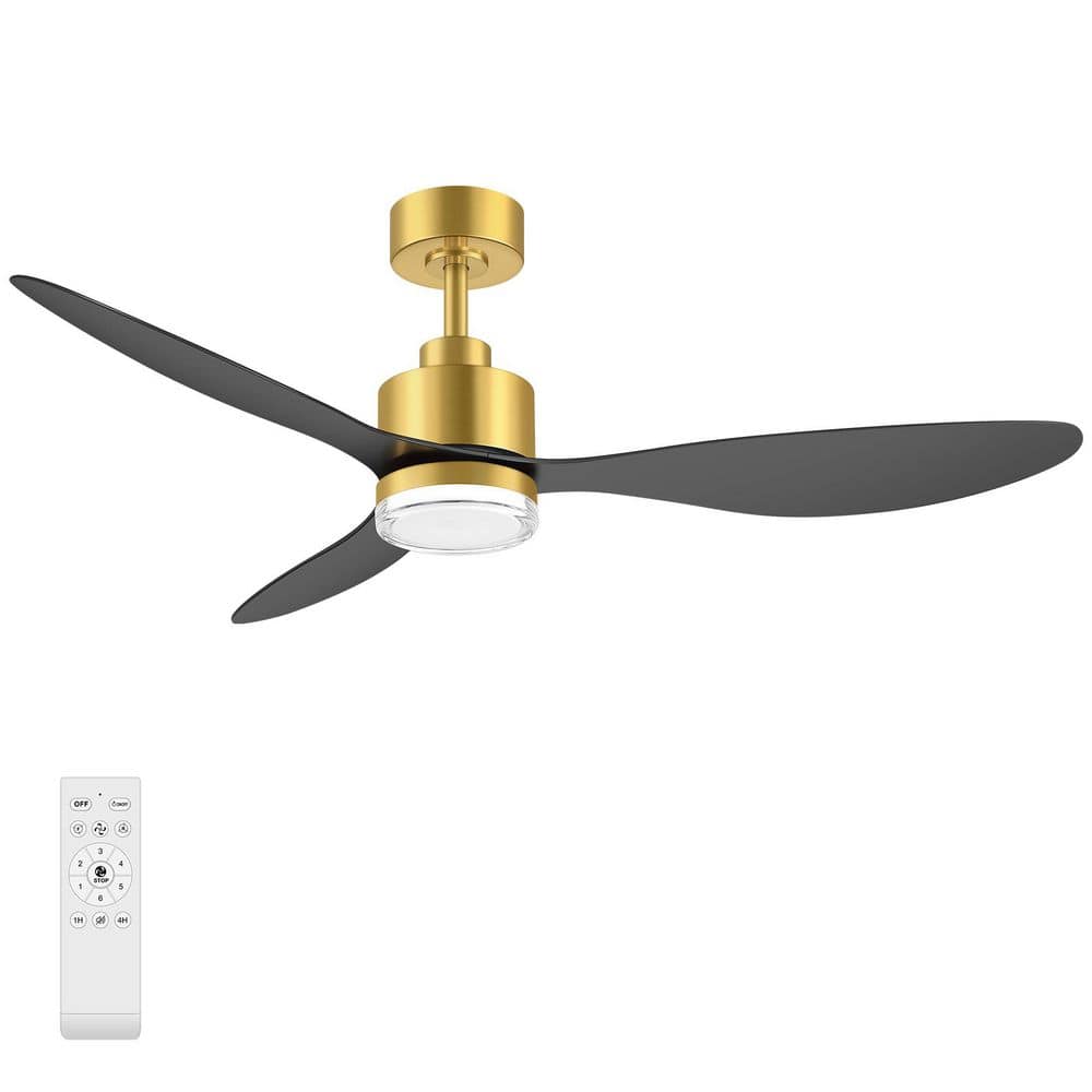 Breezary Clare 52 in. Integrated LED Indoor Black-Blade Gold Ceiling ...