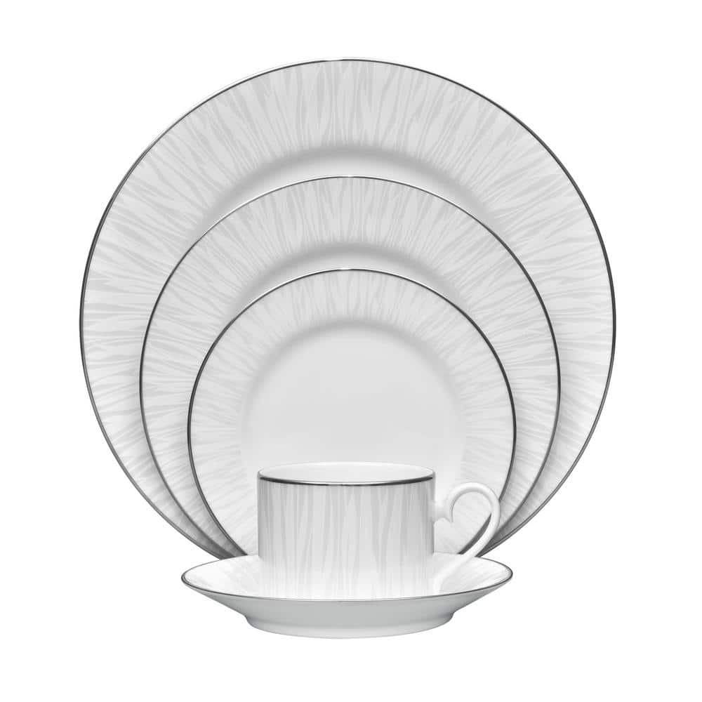 Noritake Glacier Platinum (White) Porcelain 5-Piece Place Setting ...