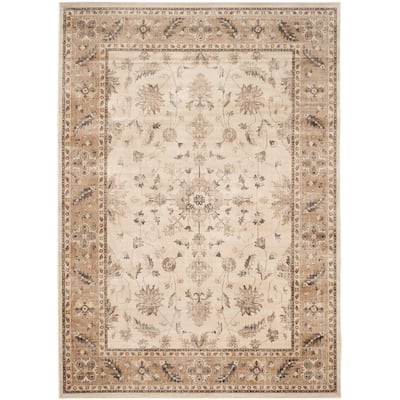 Safavieh Vintage Warm Beige 5 ft. x 8 ft. Oval Border Area Rug-VTG113 ...