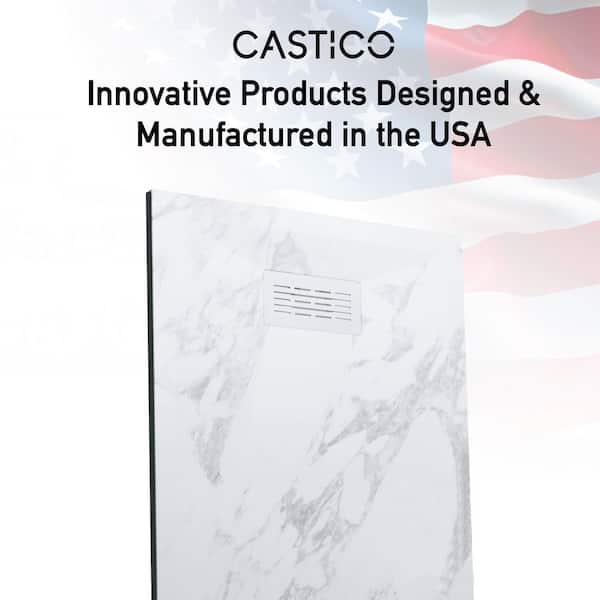 CASTICO Caramel 32 in. x 60 in. x 84 in. Solid Composite Stone Alcove ...
