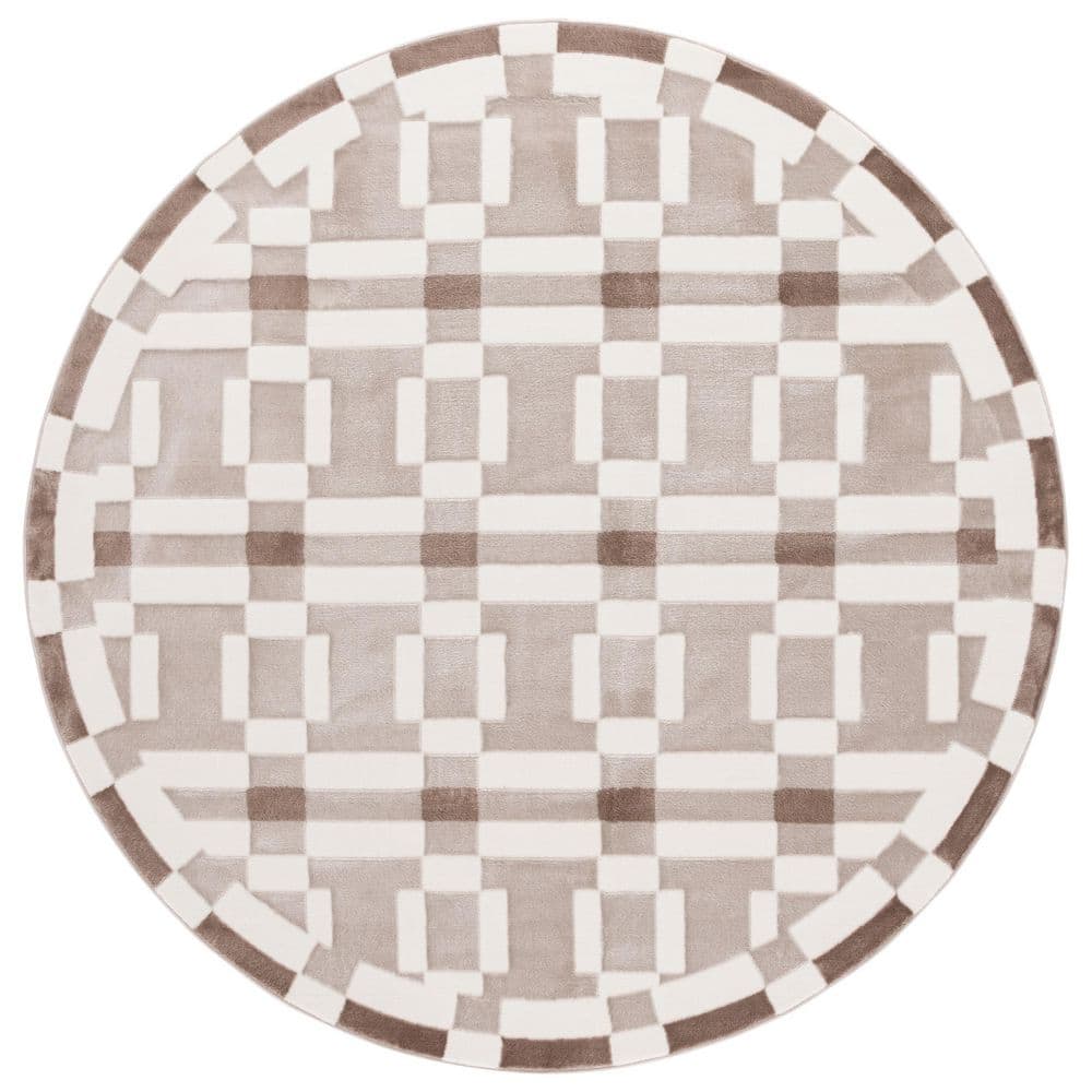 SAFAVIEH Groove 7 ft. x 7 ft. Ivory/Beige Geometric Abstract Striped ...