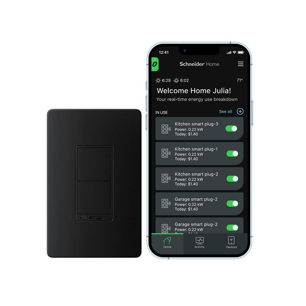 Square D X Series 15 Amp 600-Watt Single-Pole/3-Way Matter Smart Wi-Fi ...