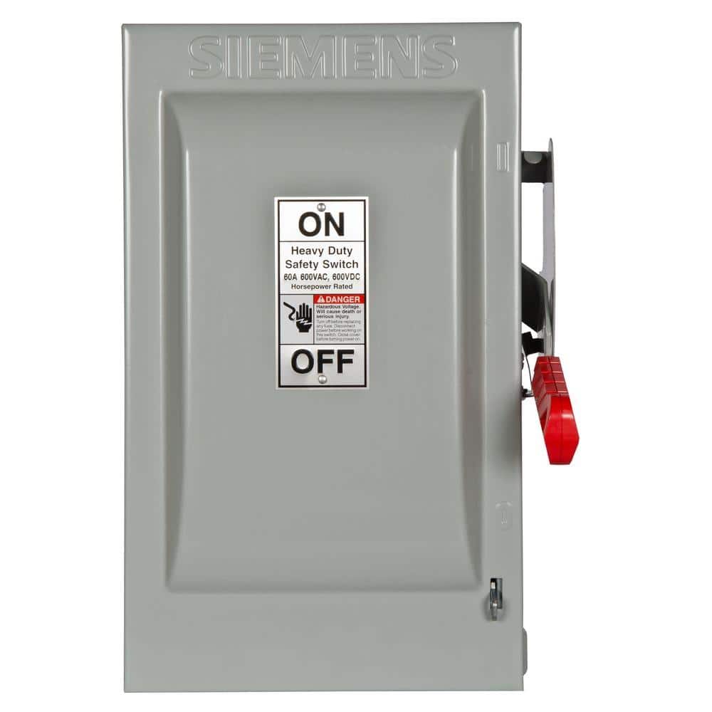 Siemens Heavy Duty 60 Amp 600-Volt 2-Pole Indoor Non-Fusible Safety ...