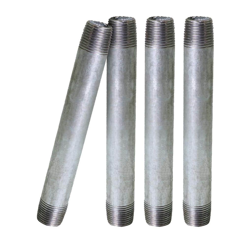 PLUMBFLEX 1-1/2 in. x 8 in. Galvanized Steel Nipple Pipe (4-Pack ...