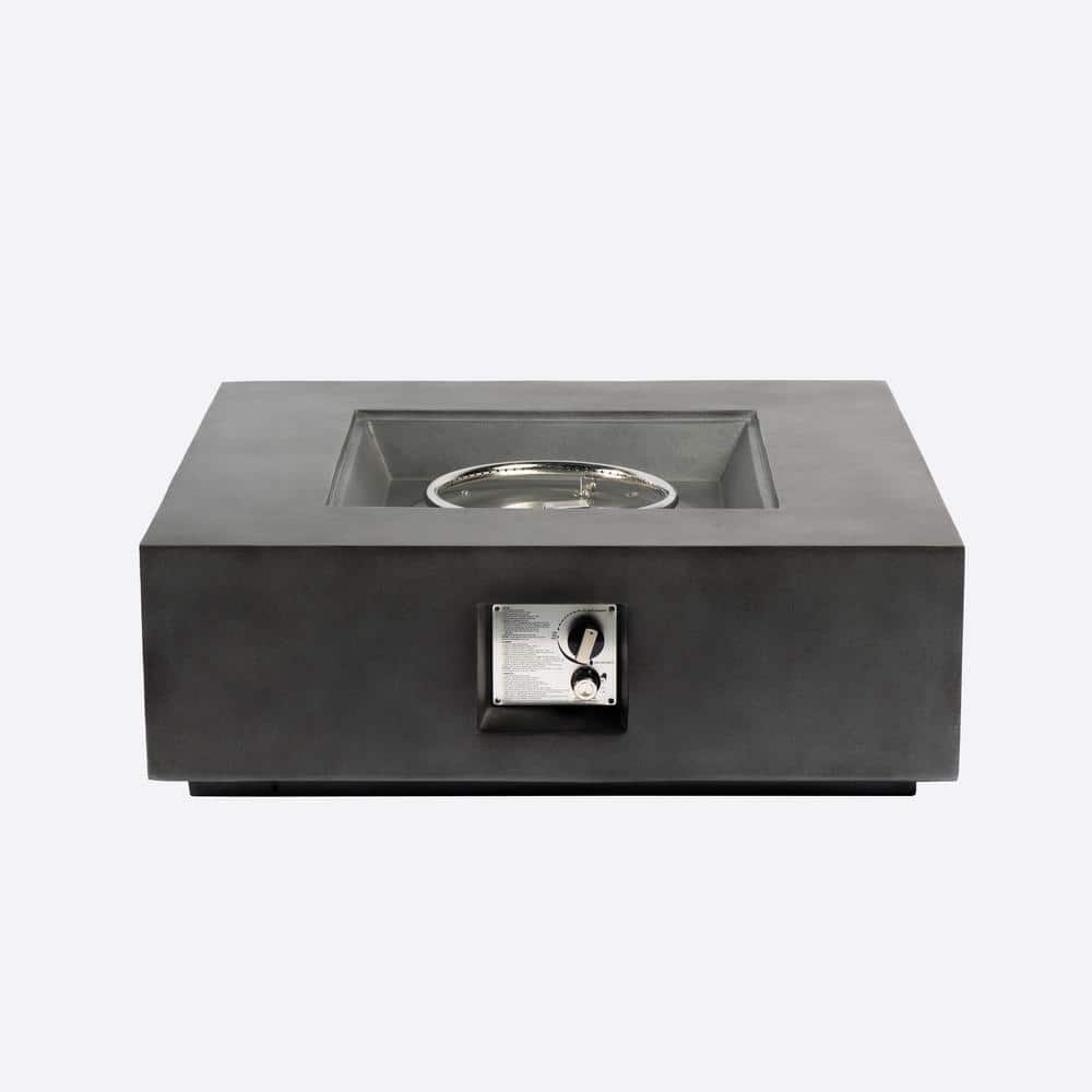 Oyezvary 35 in. Outdoor Propane Fire Pit Table Square Stone Stainless ...