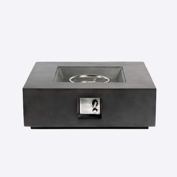 Oyezvary 35 in. Outdoor Propane Fire Pit Table Square Stone Stainless ...