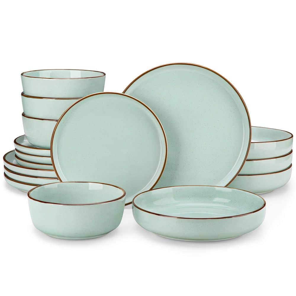vancasso 16-Piece Jade Green Stoneware Dinnerware Set (Service for 4 ...