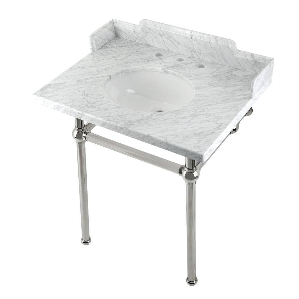 Kingston Brass Fauceture 30 in. Marble Console Sink Set with Brass Legs ...