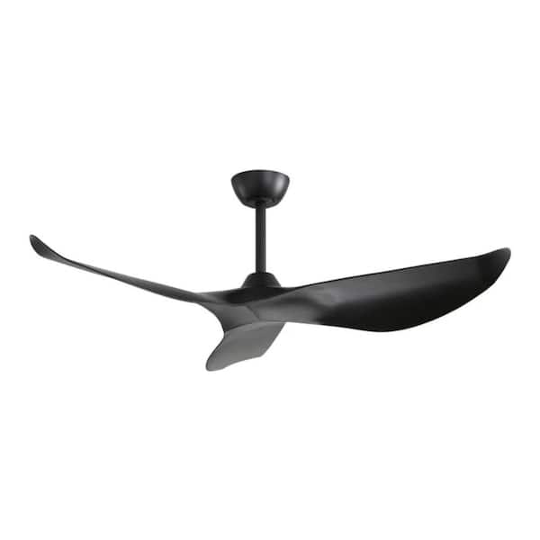FIRHOT 52 in. Indoor/Outdoor Modern Black Ceiling Fan without Light and ...