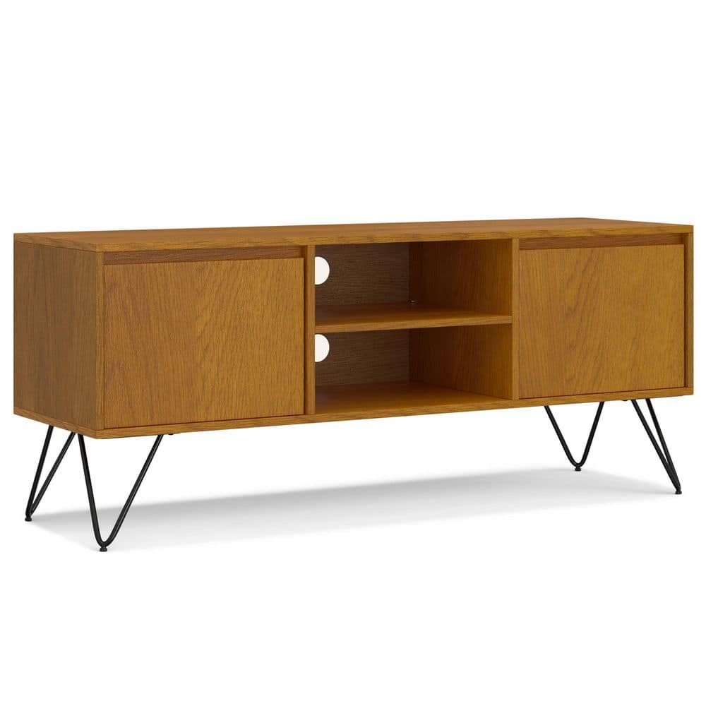 Simpli Home Hunter Oak Veneer TV Media Stand For TVs up to 65 in ...