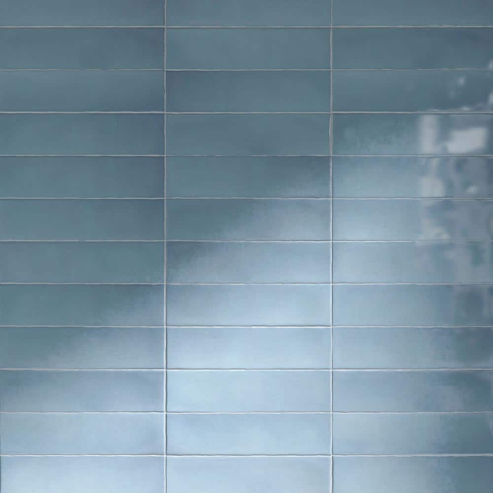 MOLOVO Rustic Ocean 2.95 in. x 11.81 in. Polished Ceramic Subway Wall ...