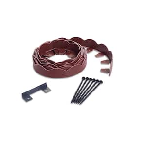 ProFlex 20 ft. Red Scalloped Woodgrain Plastic No-Dig Edging Kit ...