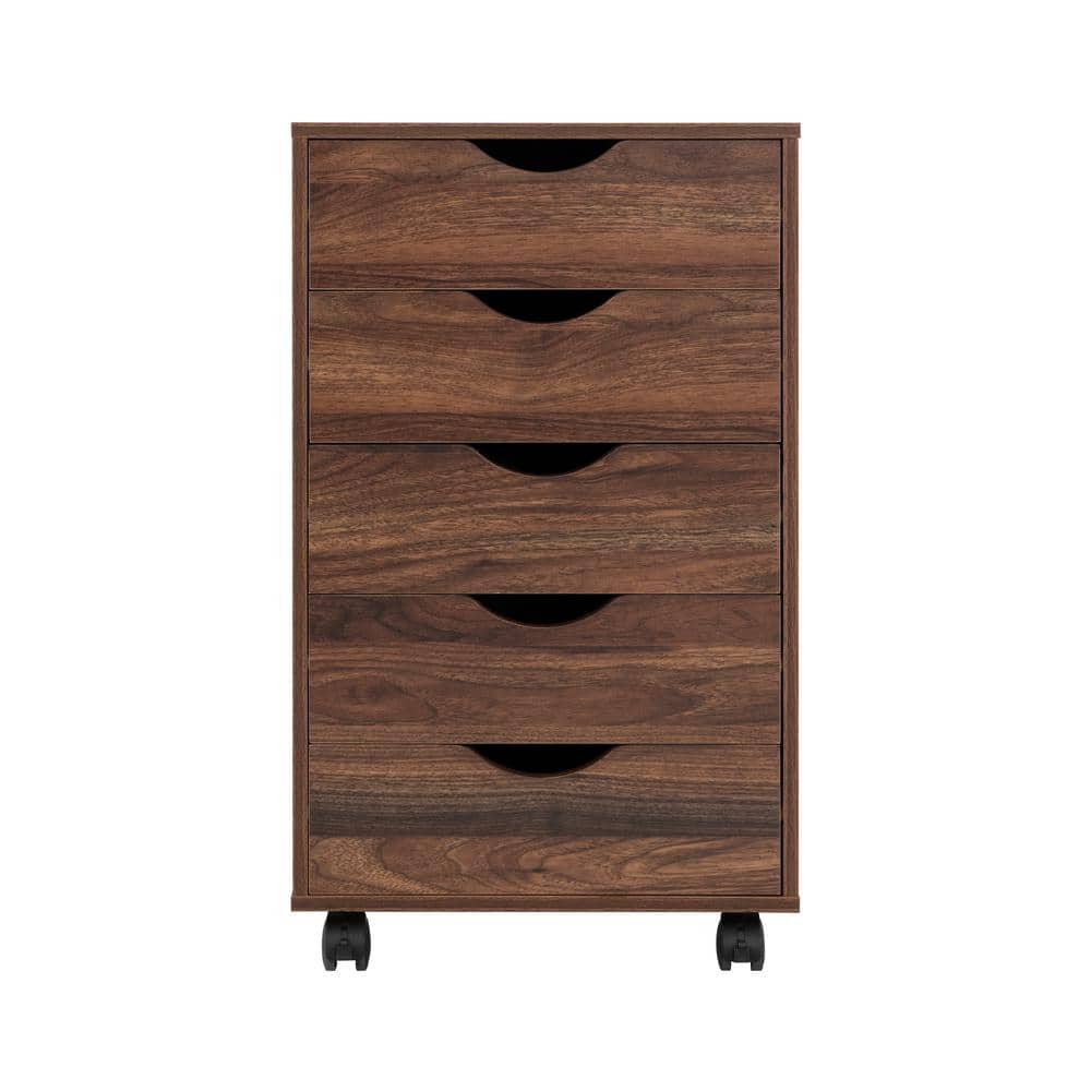 HOMESTOCK 5-Drawer Brown Oak 26 in. H x 16 in. W x 16 in. D Wood ...