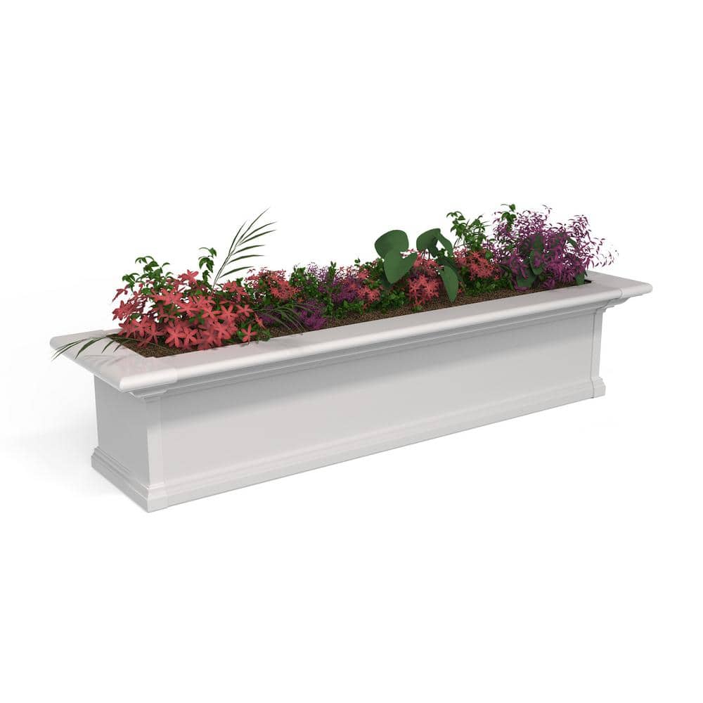 Mayne Yorkshire 48 in. x 12 in. Self Watering White Vinyl Window Box ...