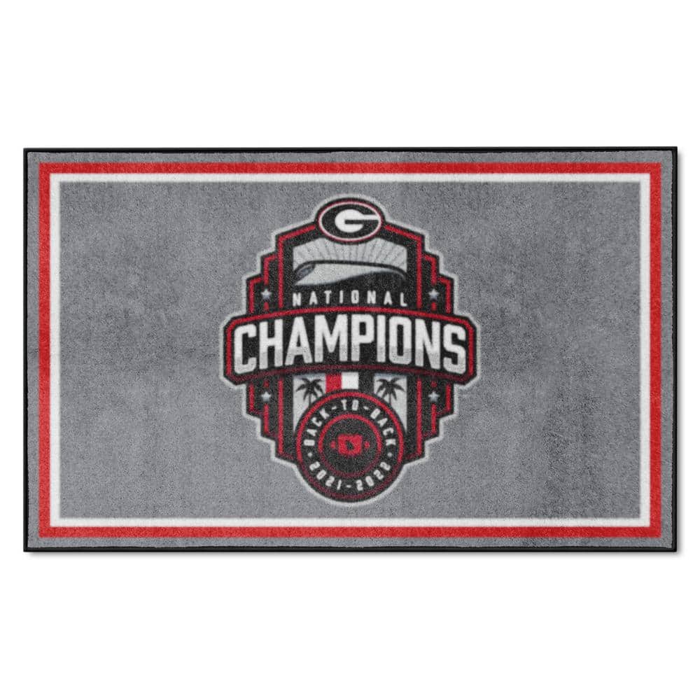 FANMATS Georgia 2022-23 National Champions Gray 4 ft. x 6 ft. Area Rug ...