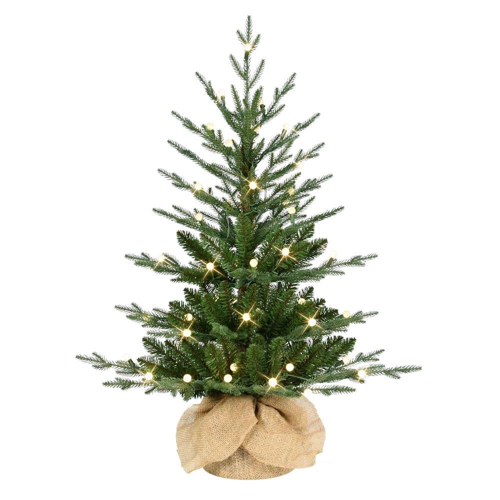 Puleo International 3 ft. Pre-Lit Artificial Christmas Tree in Burlap ...