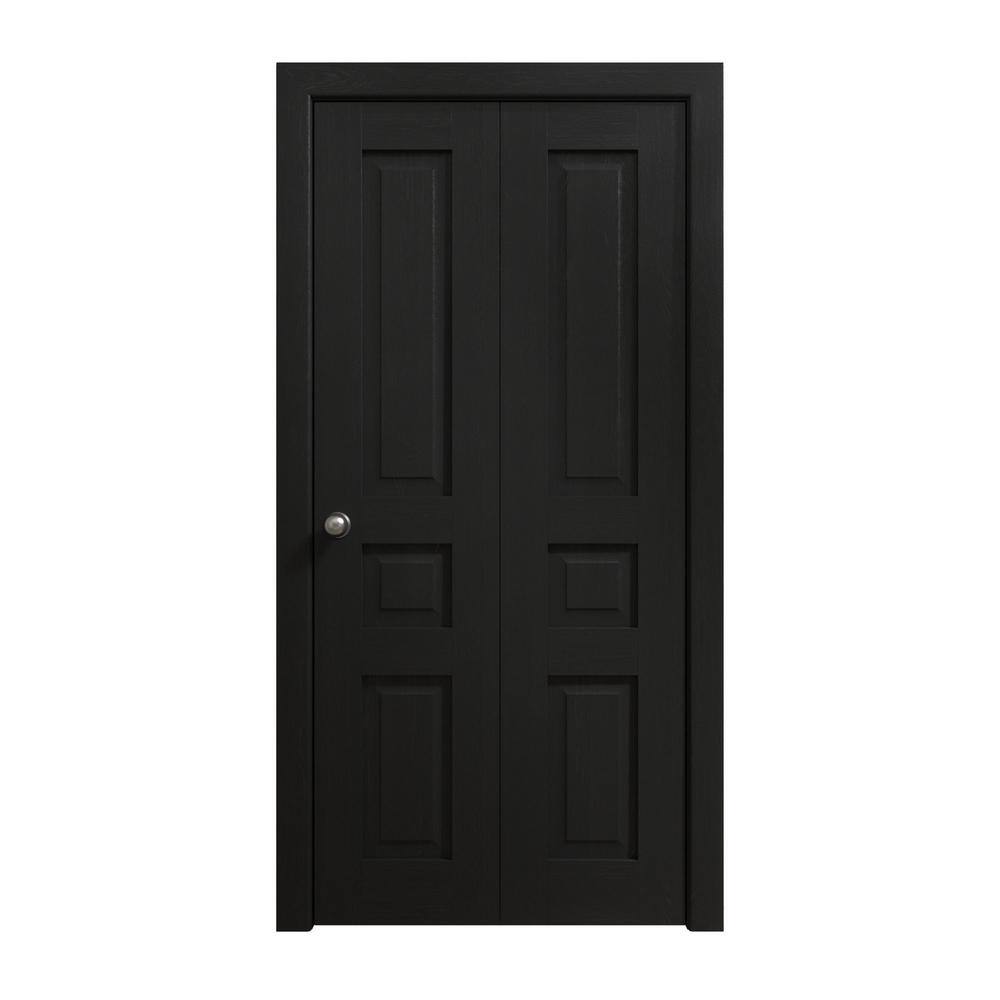 Sartodoors 60 in. x 84 in. Painted Black Oak Solid Wood Bi-Fold Doors ...