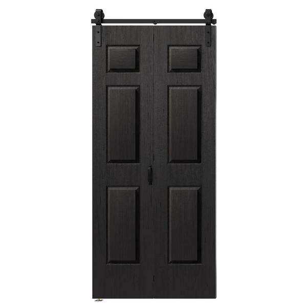 TENONER 30in x 84in Black, Hollow Core, MDF, 6 Panel Bi-Fold Style ...