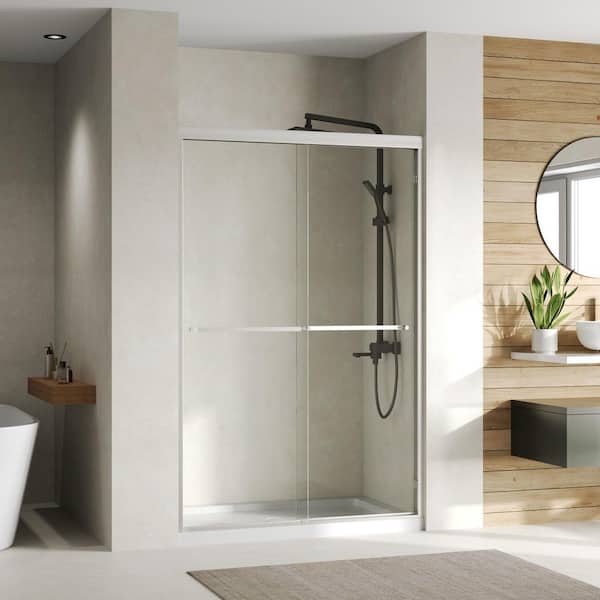 DEERVALLEY 45-48 in. W x 72 in. H Double Smooth Sliding Framed Alcove ...