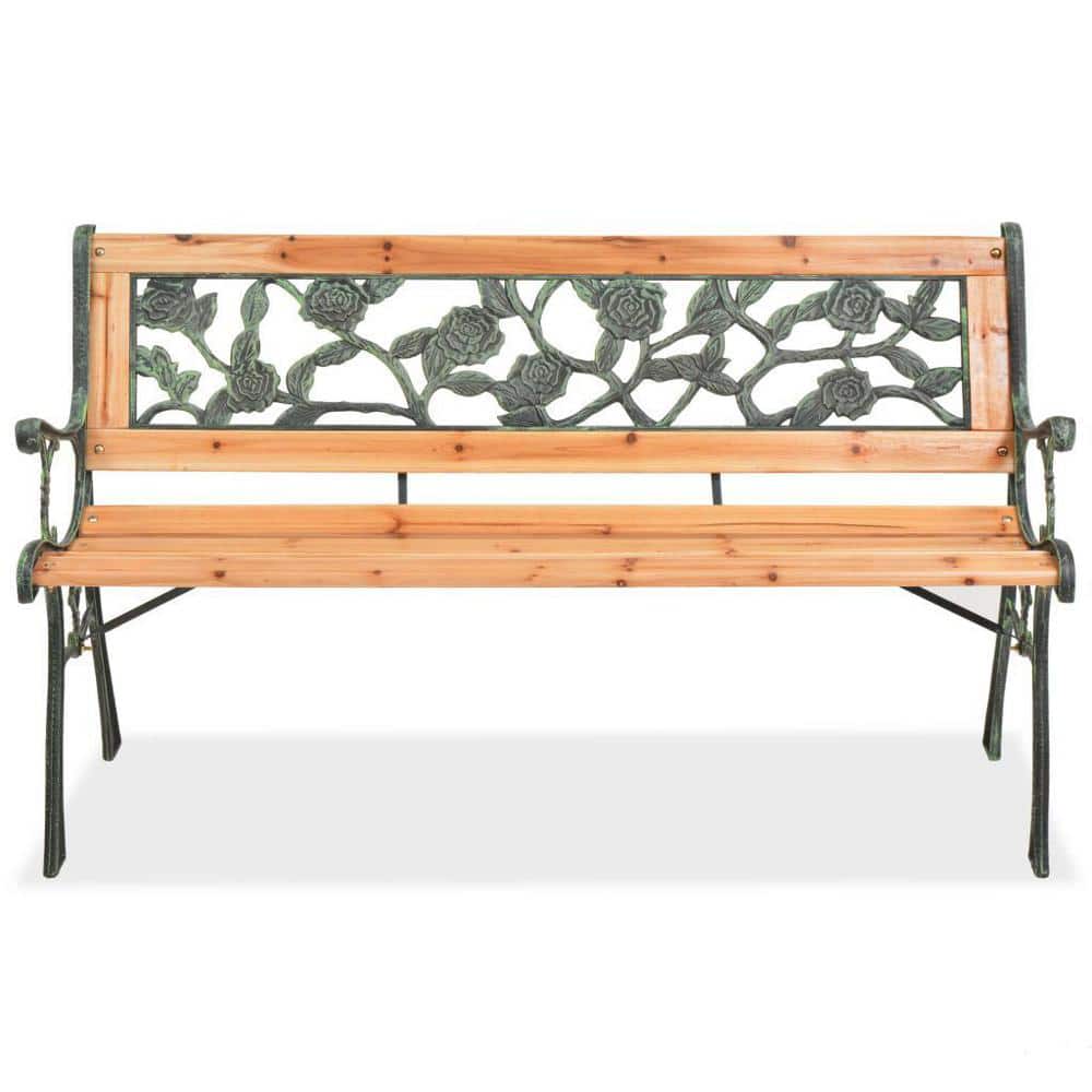 Movisa 48 in. Iron frame Wood Outdoor Bench Y-MVDORQG - The Home Depot