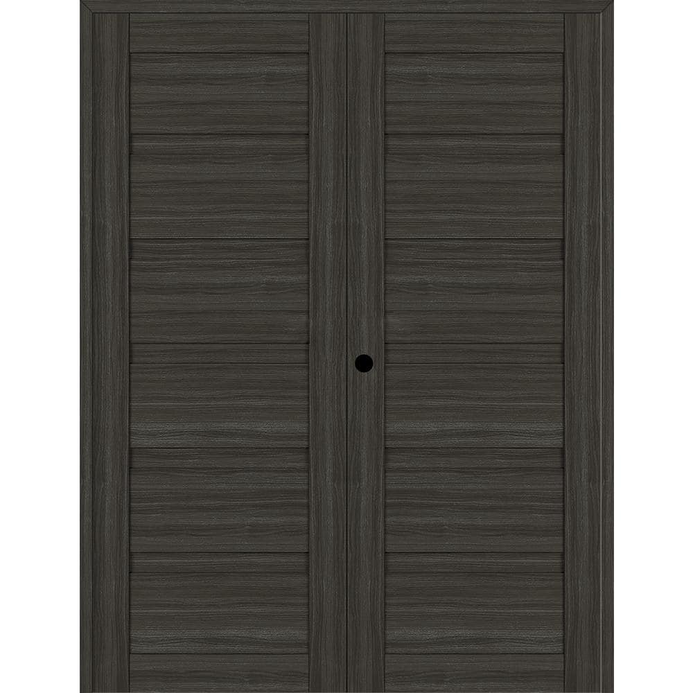 Belldinni Louver 64 in. x 84 in. Right Hand Active Gray Oak Wood ...
