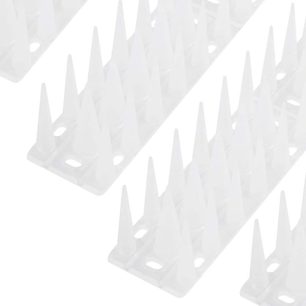 Phewnyzo 12. 5 in. Plastic Bird Spikes 14.7 ft. Coverage Frosted White ...