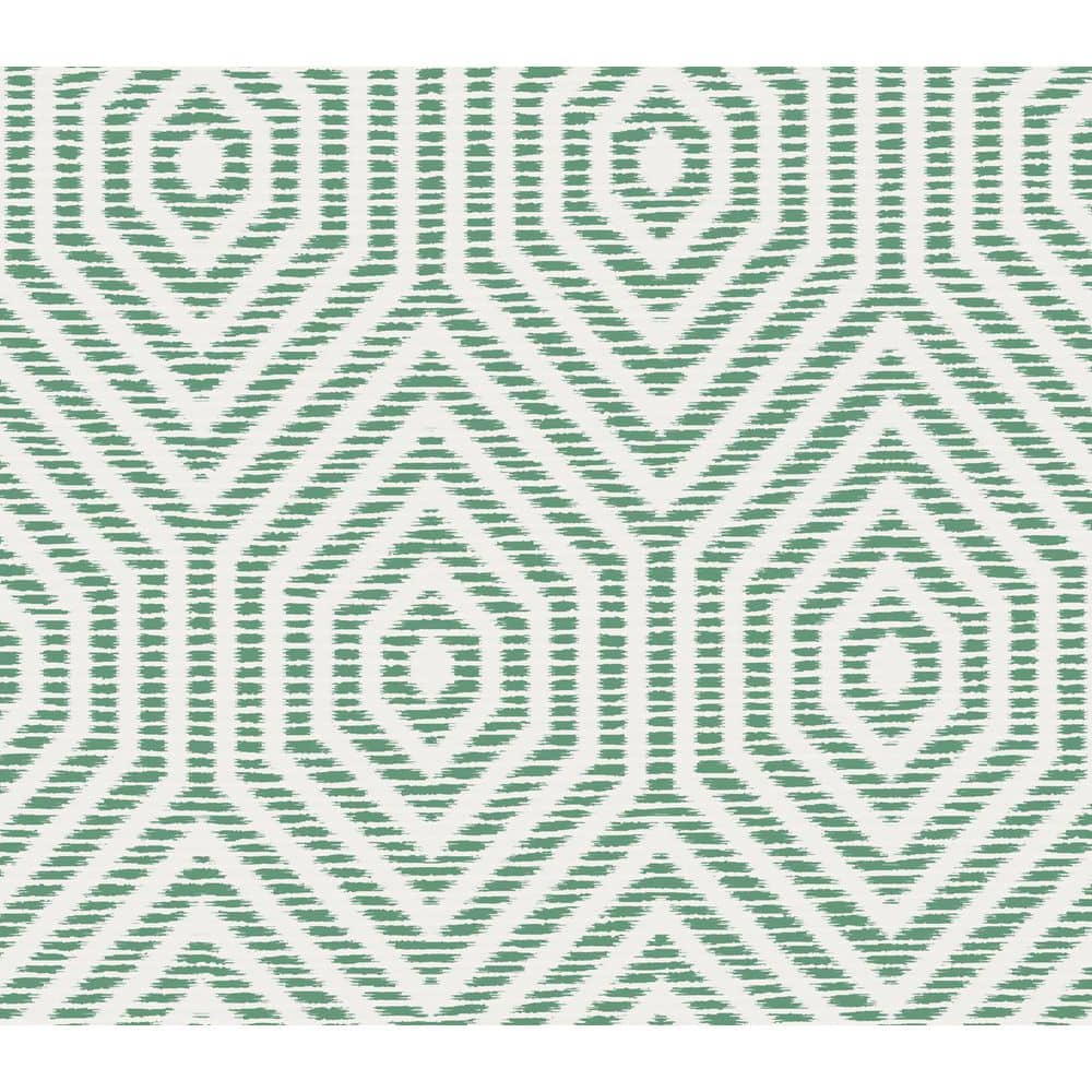 Seabrook Designs 56 sq. ft. Moss Green Hexagon Geometric Unpasted Paper ...