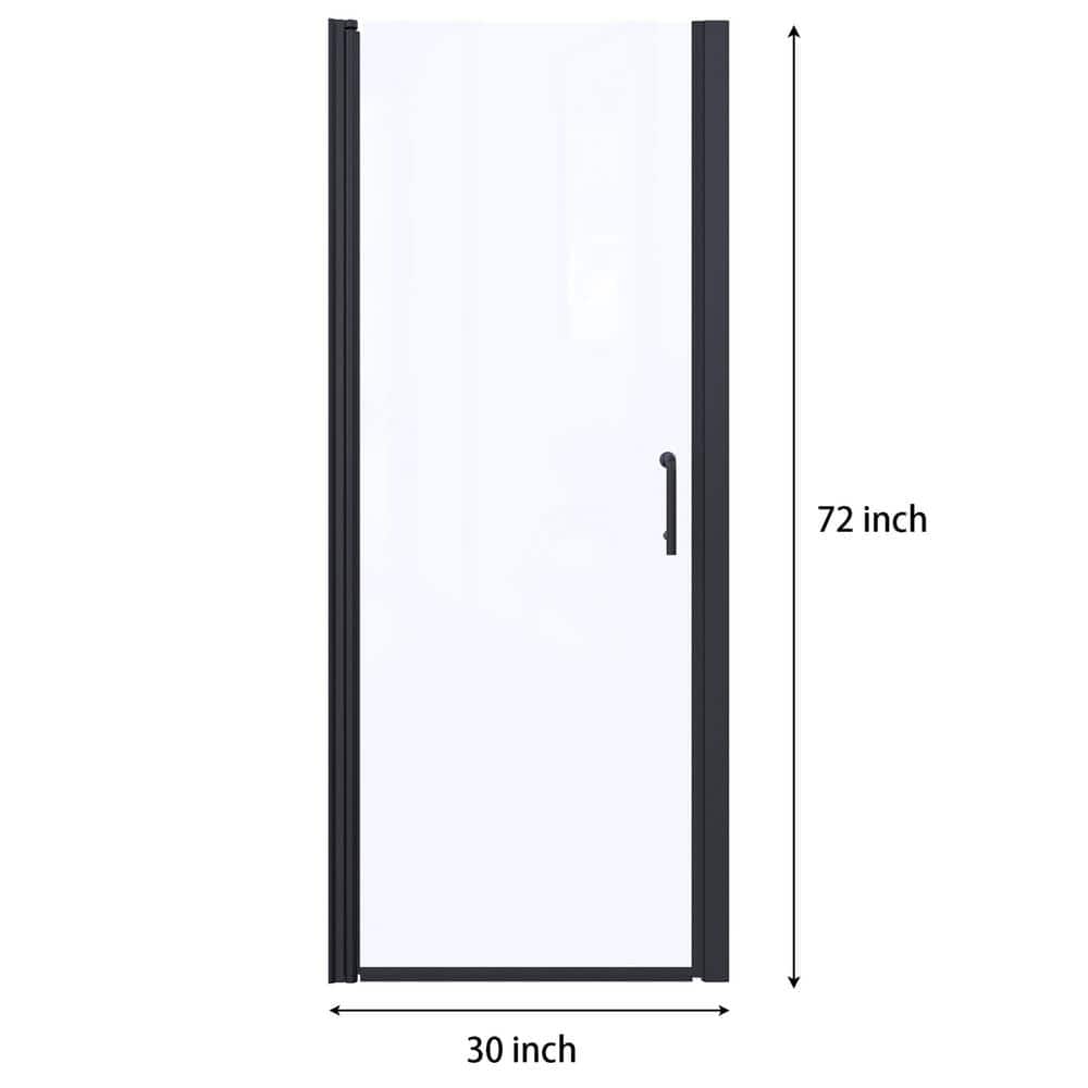 WEGATE 30 in. x 72 in. Solid Core Clear Glass Matt Black Unfinished ...