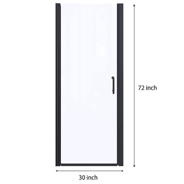 WEGATE 30 in. x 72 in. Solid Core Clear Glass Matt Black Unfinished ...