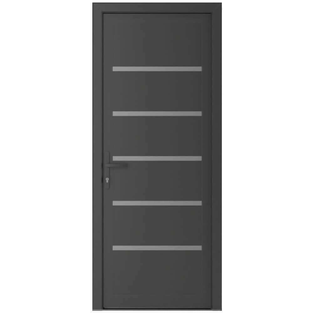 VDOMDOORS 36 in. x 80 in. Right-hand/Inswing Antracite Grey Steel ...