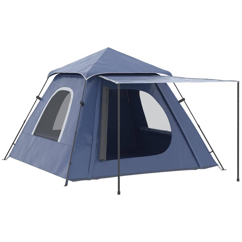 Outsunny 3-Person to 4-Person Automatic Camping Tent w/Porch, Pop Up ...