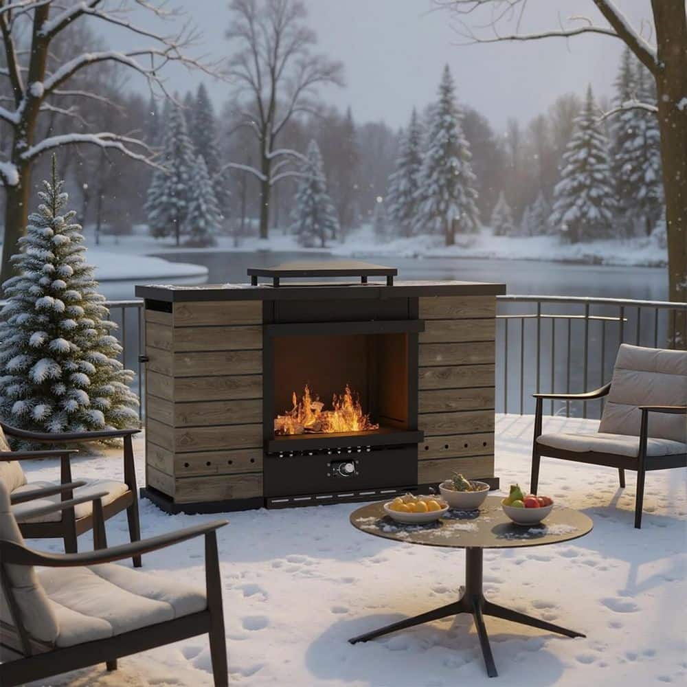 LATTOY 41 in. 50000BTU Propane Outdoor Fire Pit Table Modern Outdoor ...