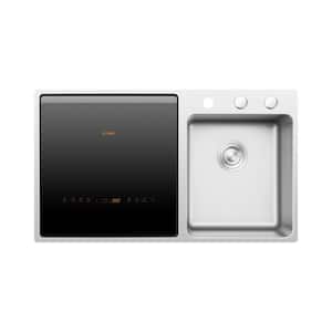 FOTILE 18 in. 3 in. 1-Counter-top Mounted Sink and Right Dishwasher ...