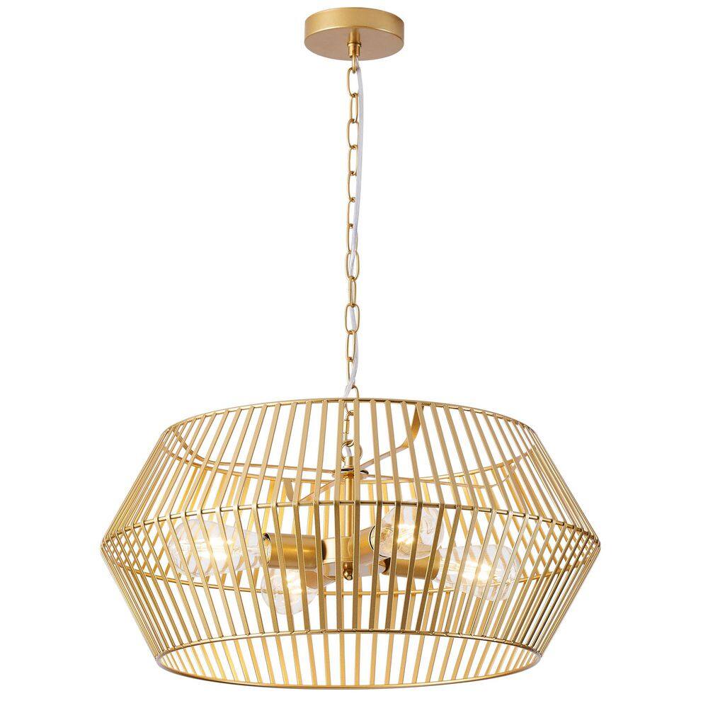 aiwen Modern 4-Light Gold Unique Caged Design Chandelier Large Round ...