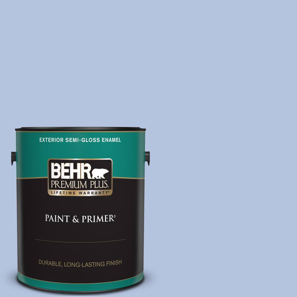 BEHR PREMIUM PLUS 1 gal. #600C-3 Periwinkle Bud Semi-Gloss Enamel ...