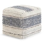 Simpli Home Grady Boho Square Pouf in Blue, Natural Handloom Woven AXCPF-60 - The Home Depot