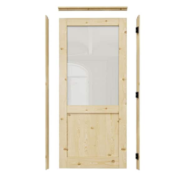 ARK DESIGN 36 in. x 80 in. 1/2-Lite Frosted Glass Left-Hand Unfinished ...