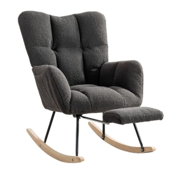 Dracelo Series Frame Dark Gray Metal Outdoor Rocking Chair with ...